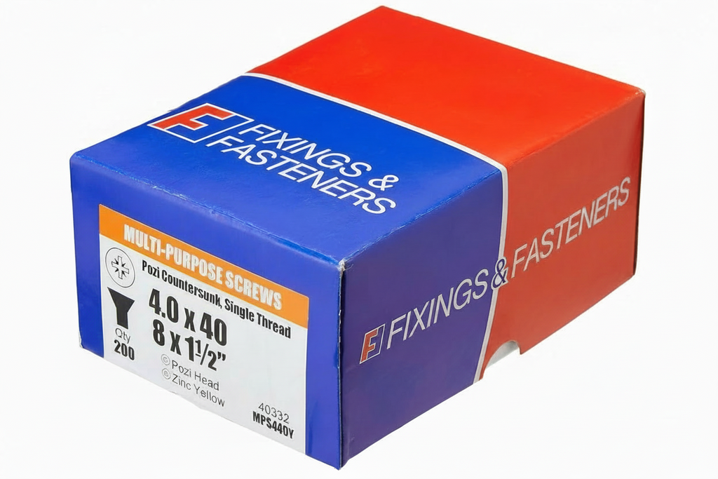 ForgeFix Multi-Purpose Single Thread Screws | 4.0 x 40mm | Zinc Yellow ...