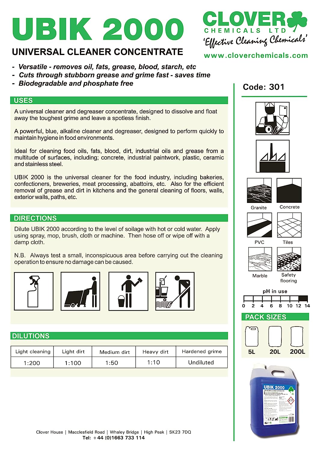 UBIK 2000 Universal Cleaner Concentrate, 5L by Janit-X - UK BUSINESS ...