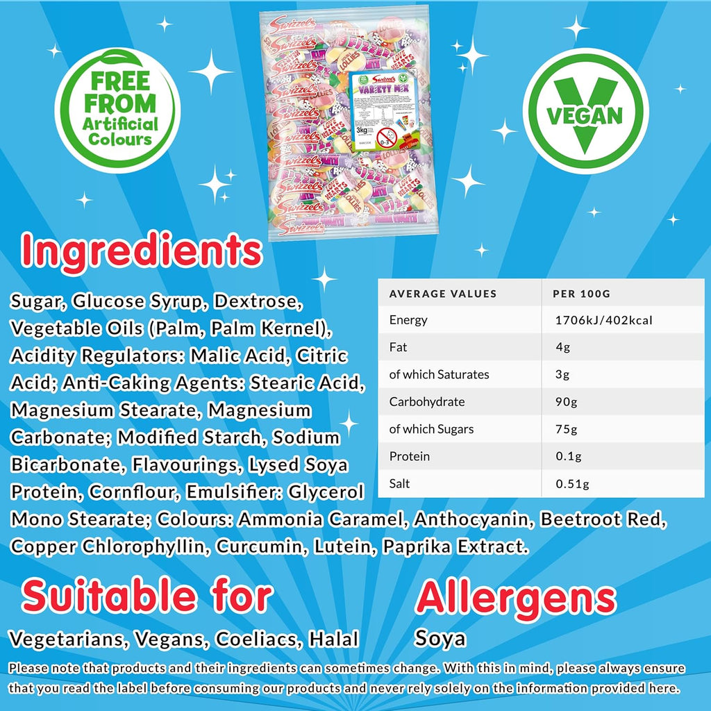 Swizzels Variety Mix, Bulk Mixed Sweets and lollipops Bag, 3kg – UK ...
