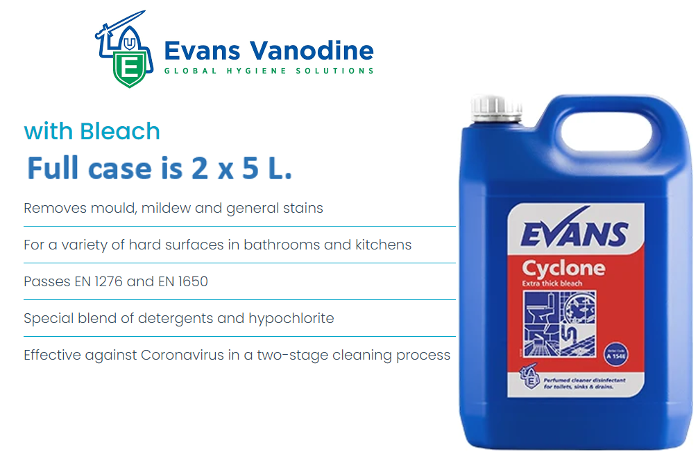 Evans Vanodine Cyclone Extra Thick Bleach 5 Litre - UK BUSINESS ...