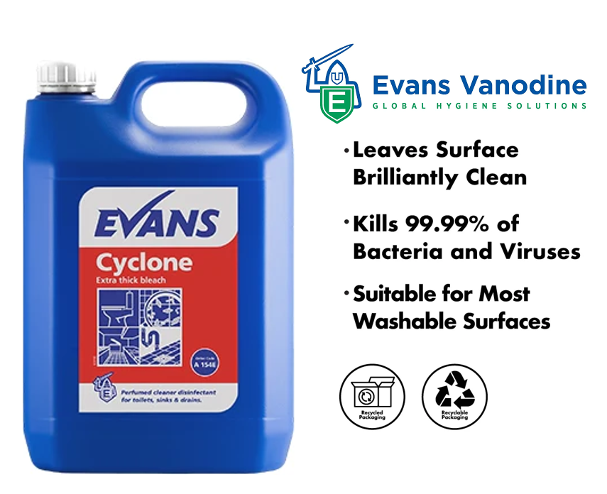 Evans Vanodine Cyclone Extra Thick Bleach 5 Litre - UK BUSINESS ...