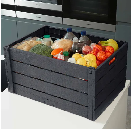 Strata Grey Wood Effect Folding & Stacking Crate 60 Litre - UK BUSINESS ...