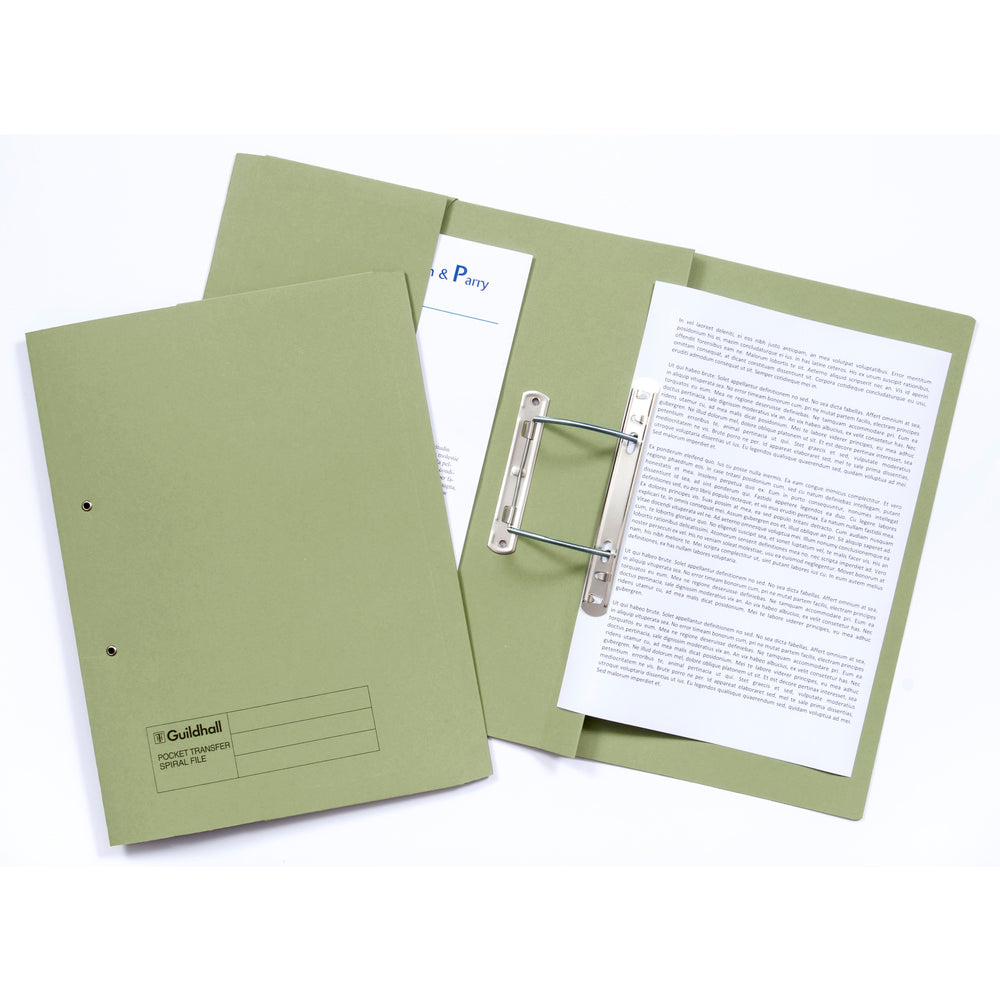 Guildhall Transfer Spring Transfer File Manilla Foolscap 315gsm Green ...