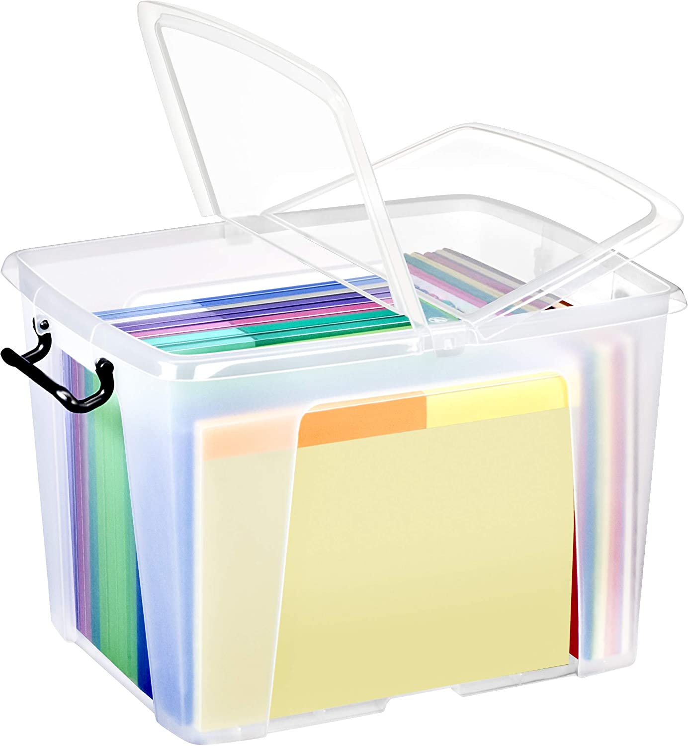Strata Smart Box Clip-On Folding Lid Carry Handles 40 Litre Clear Ref ...