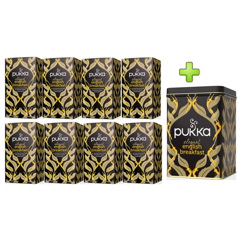 Pukka Tea Elegant English Breakfast Envelopes 8 x 20's & Free Caddy/Tin ...